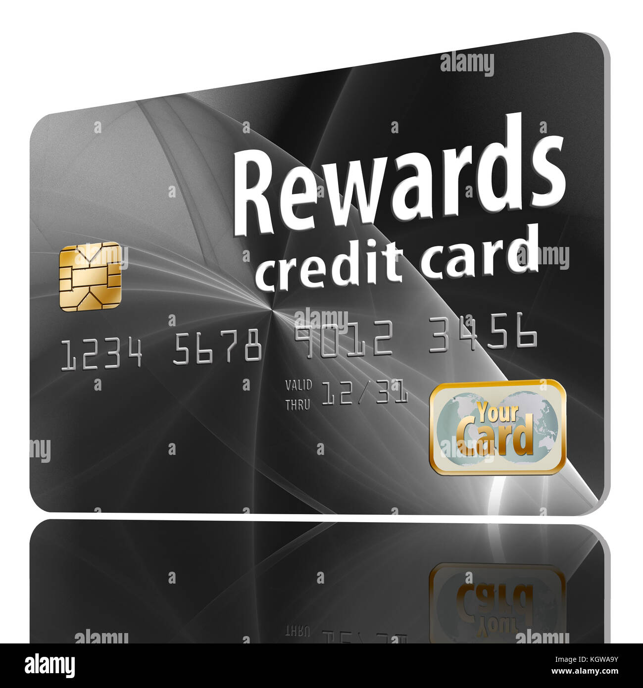 A rewards credit card is isolated on a white background. Goes with idea ...