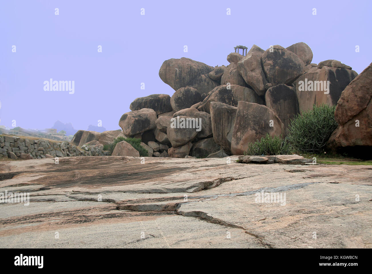 Rocks on rock surface at Hemakoota Temples Hill, Hampi, Karnataka ...