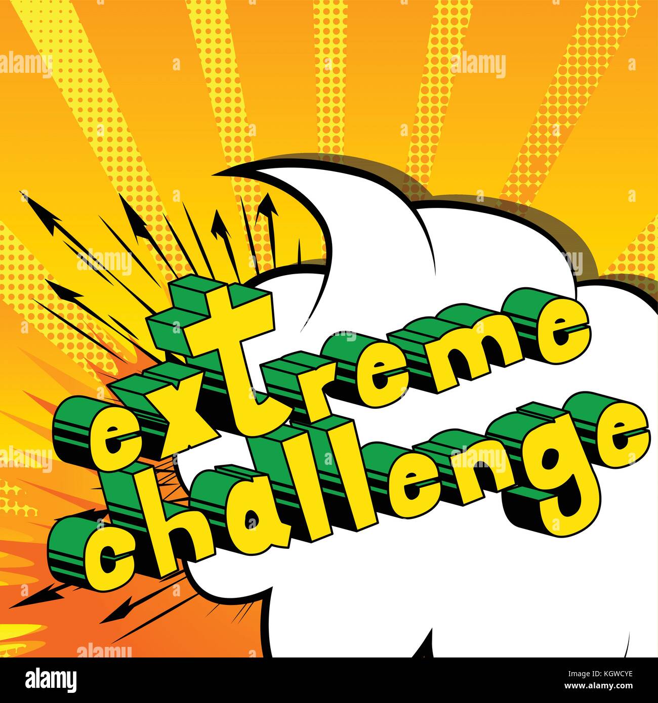 Extreme Challenge - Comic book style word on abstract background Stock ...