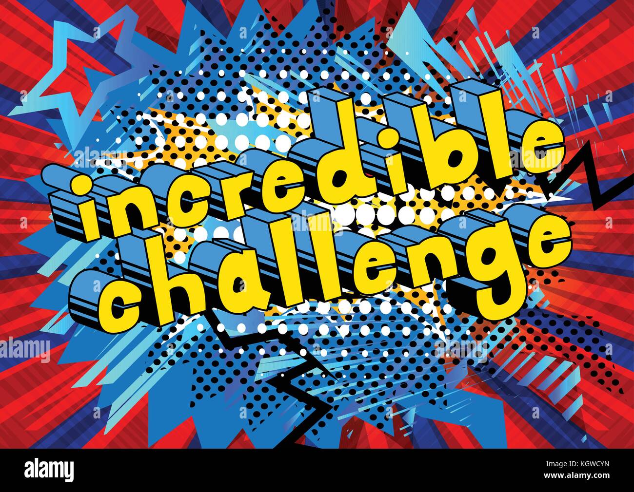 Incredible Challenge - Comic book style word on abstract background ...