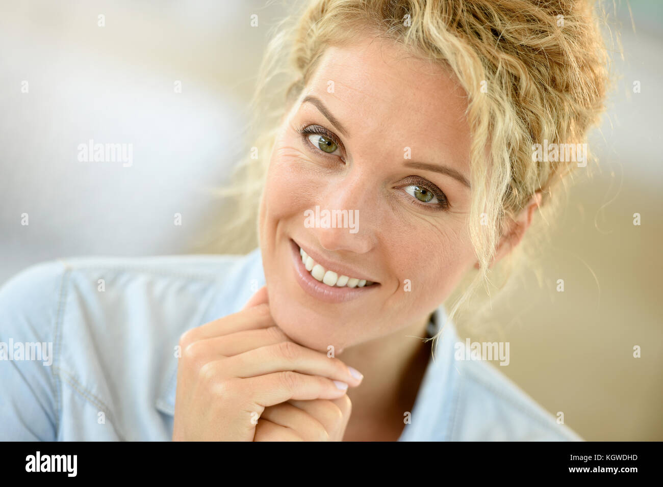 Portrait of beautiful middle-aged blond woman Stock Photo - Alamy