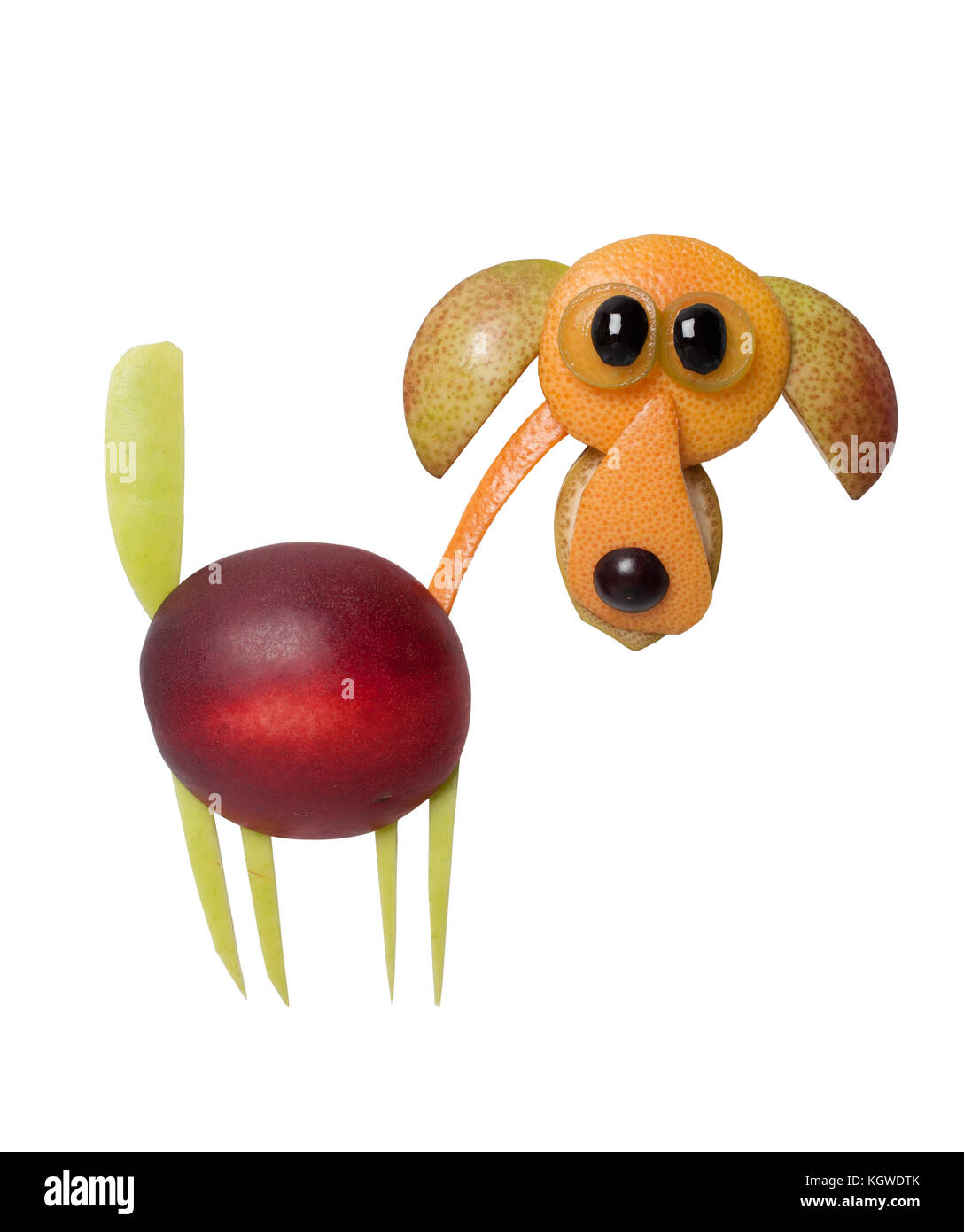 Funny dog made with fruits on white background Stock Photo - Alamy