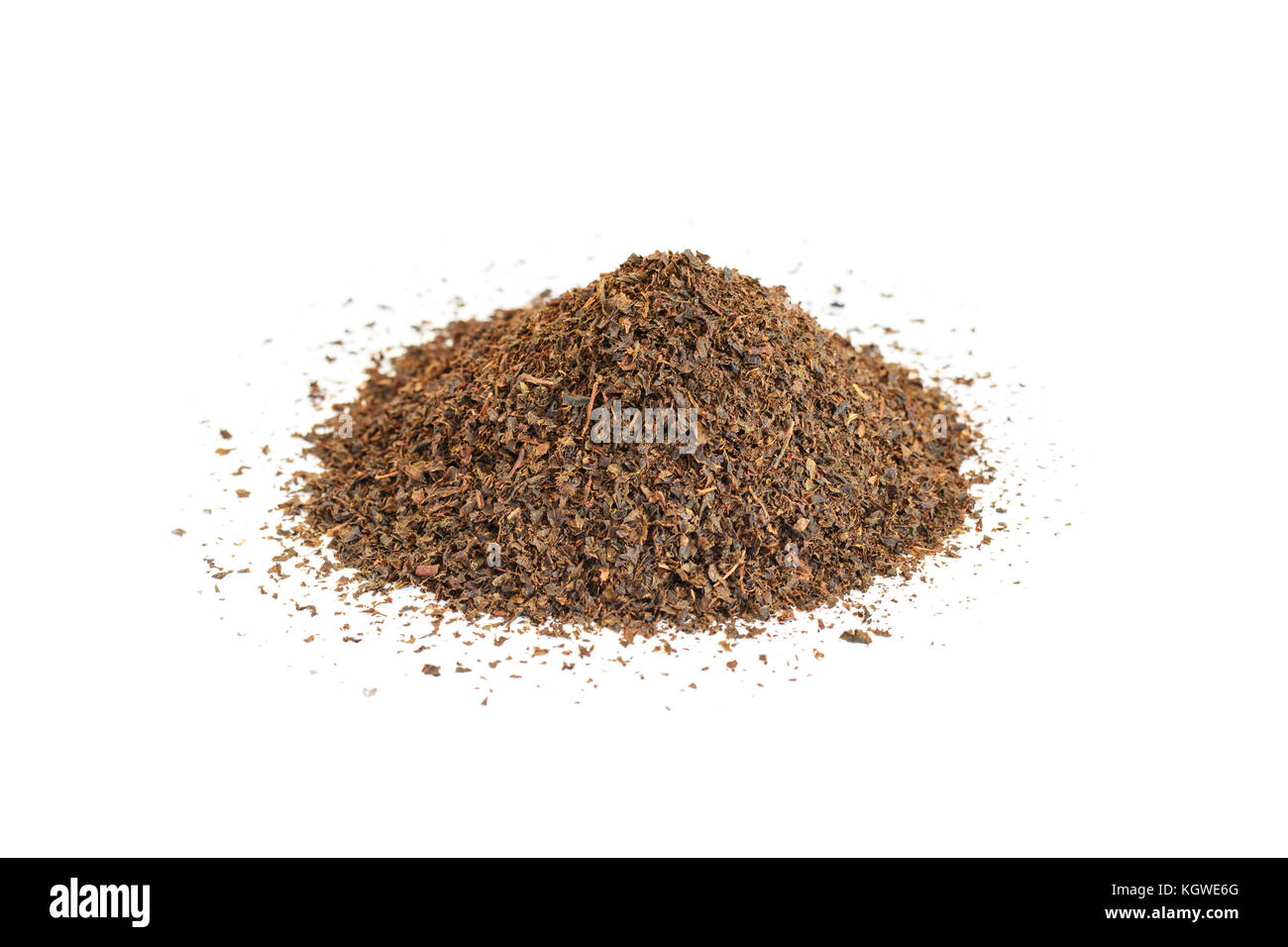Pile of Turkish dry black tea. Isolated on white background selective ...