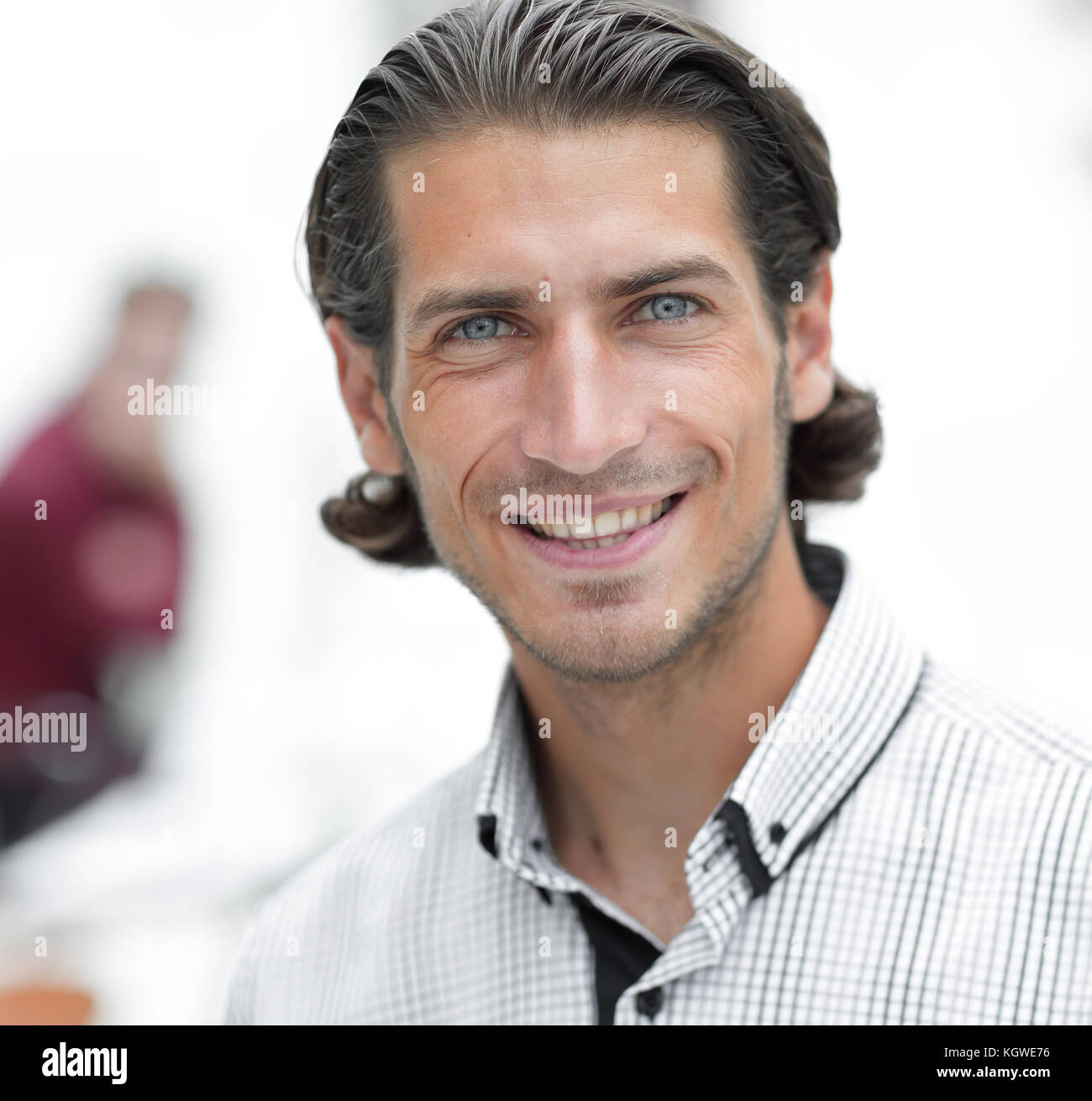portrait of a successful man in the background of the office Stock ...
