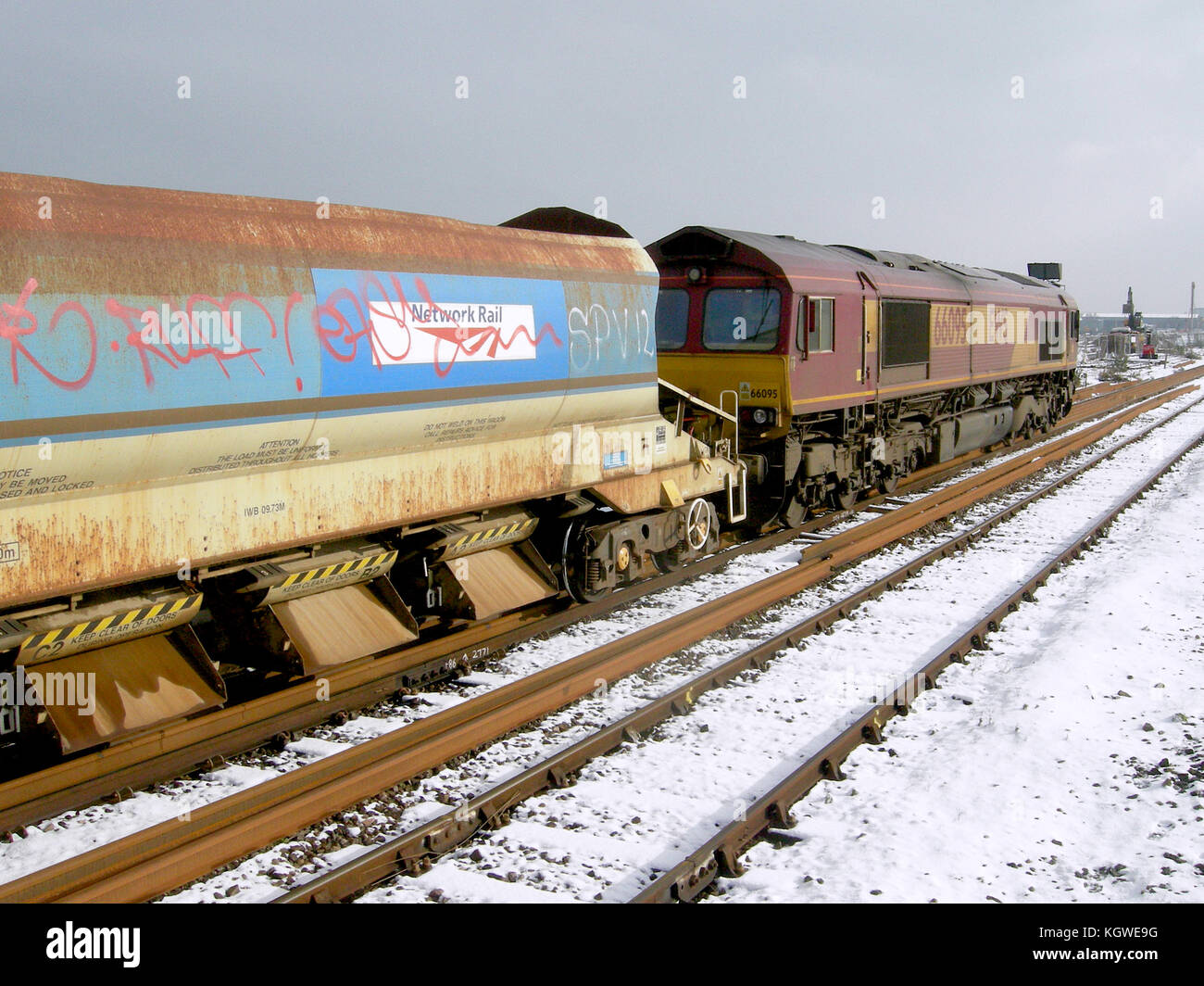 Class 66 locomotive on a Network Rail ballast train Stock Photo - Alamy