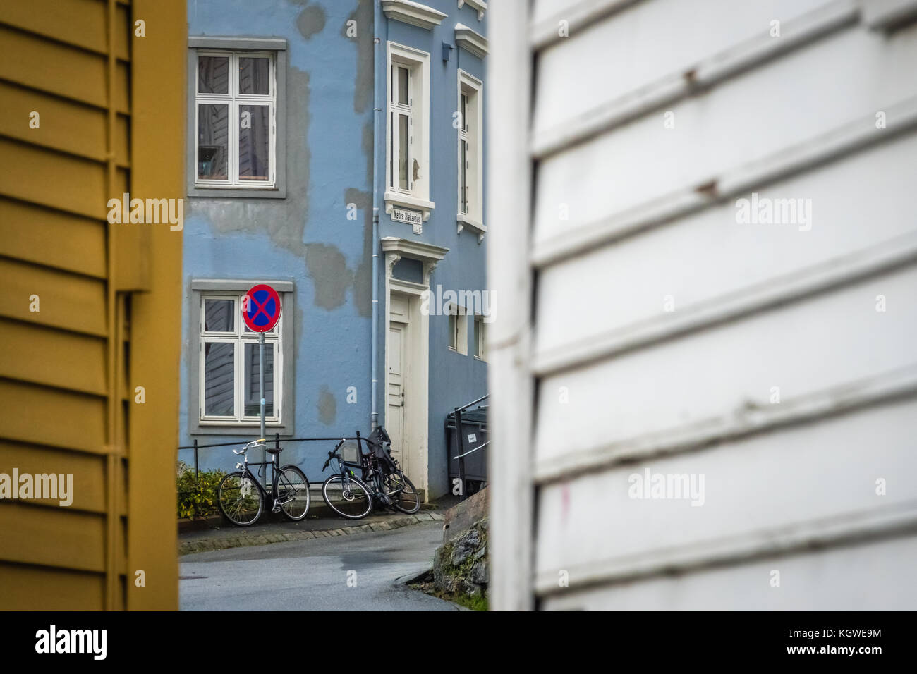 Bergen, Norway - October 2017 : Old vintage bicycle parked under the ...