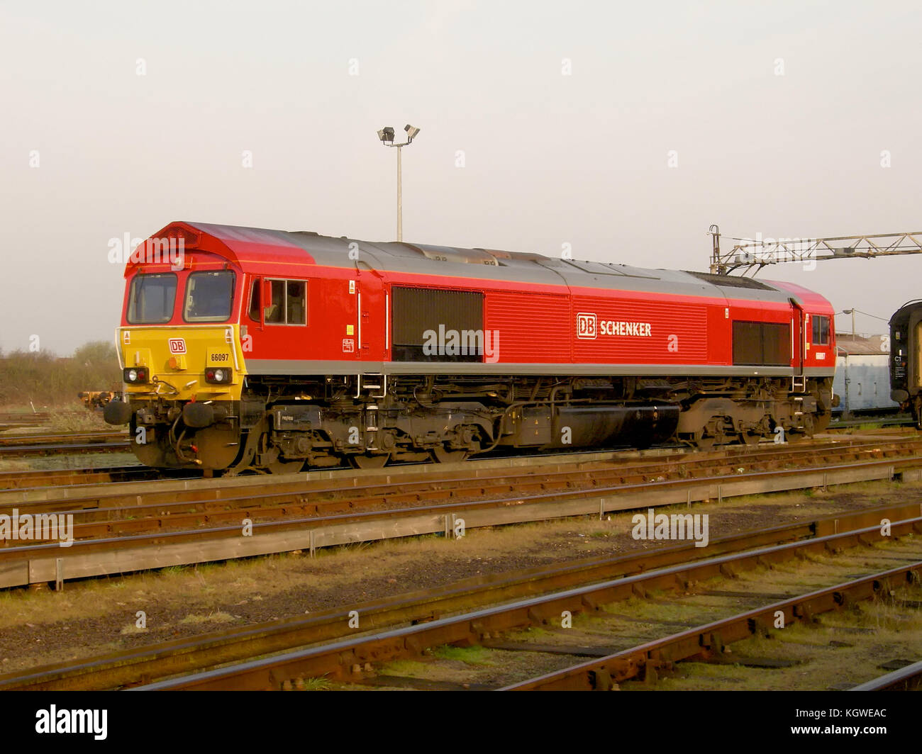 Class 66 locomotive in DB Schenker livery at Eastleigh Depot Stock ...