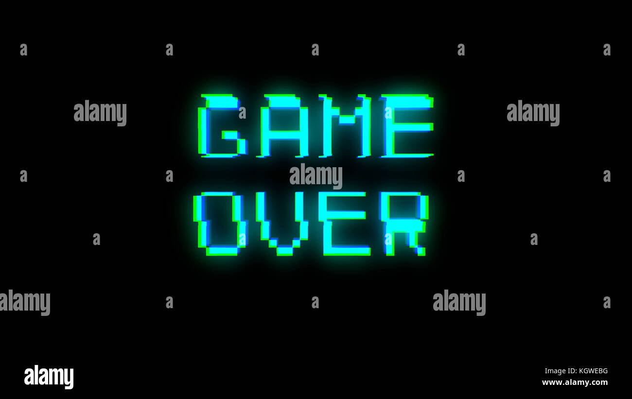 Game over text with bad signal. Glitch effect. 3d rendering Stock Photo ...