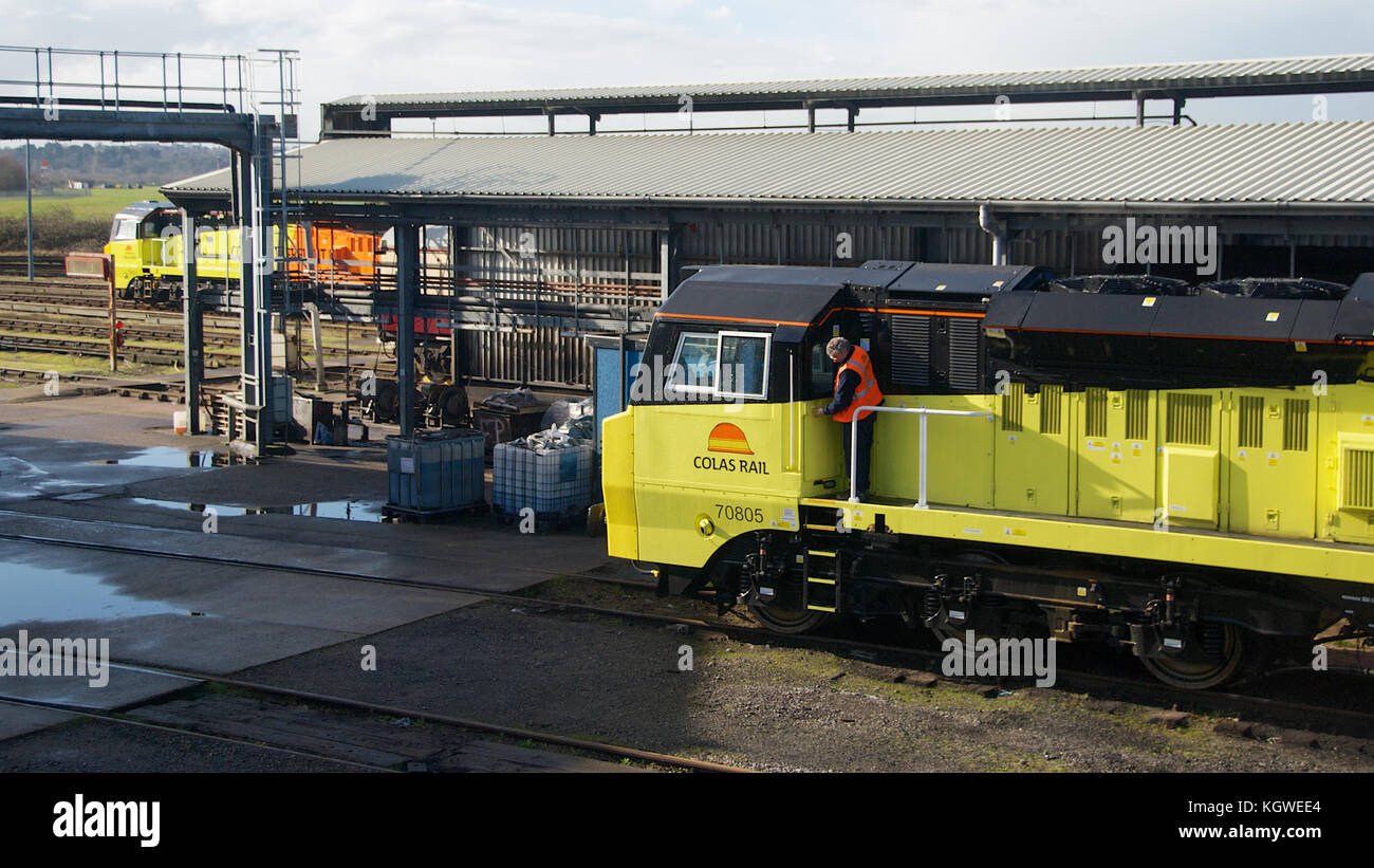Colas Rail Class 70 locomotive at Eastleigh Depot Stock Photo - Alamy