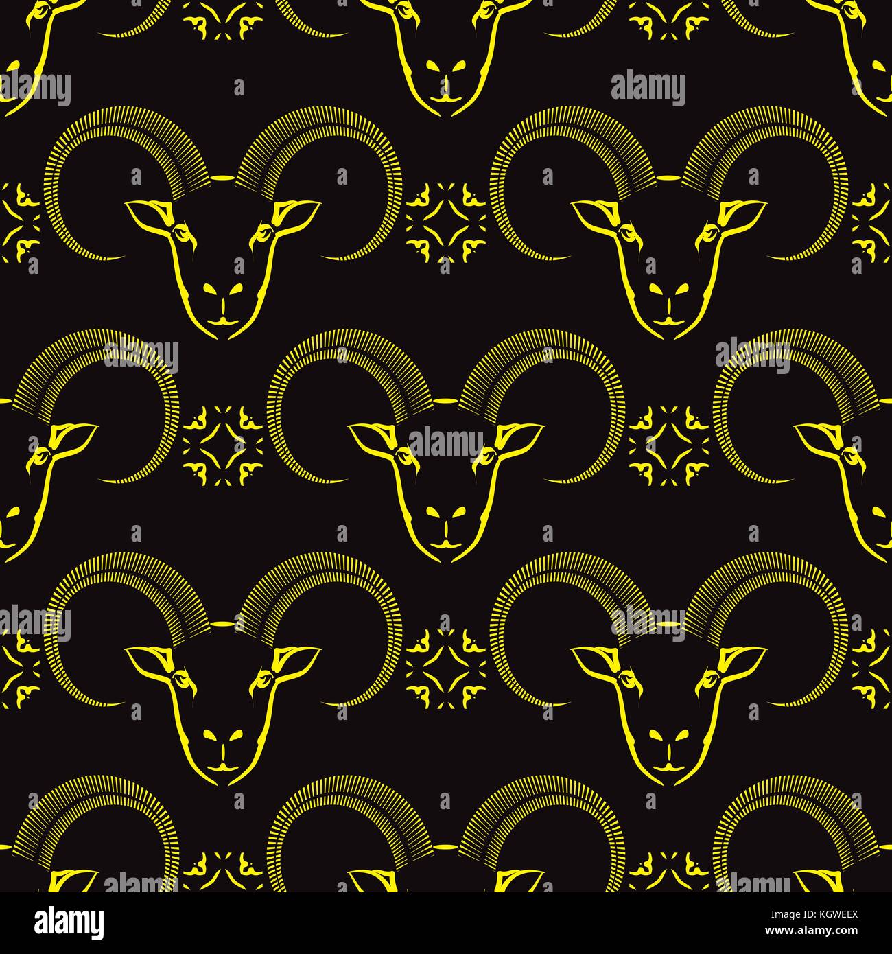 Yellow Ram Head Seamless Pattern Stock Vector Image & Art - Alamy