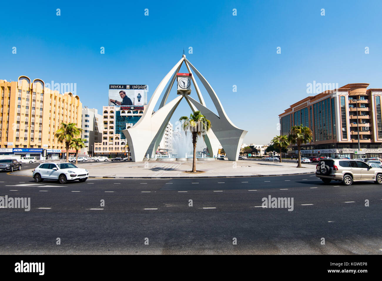 DUBAI, UAE - 26OCT2017: The Clock Tower Roundabout is an important ...