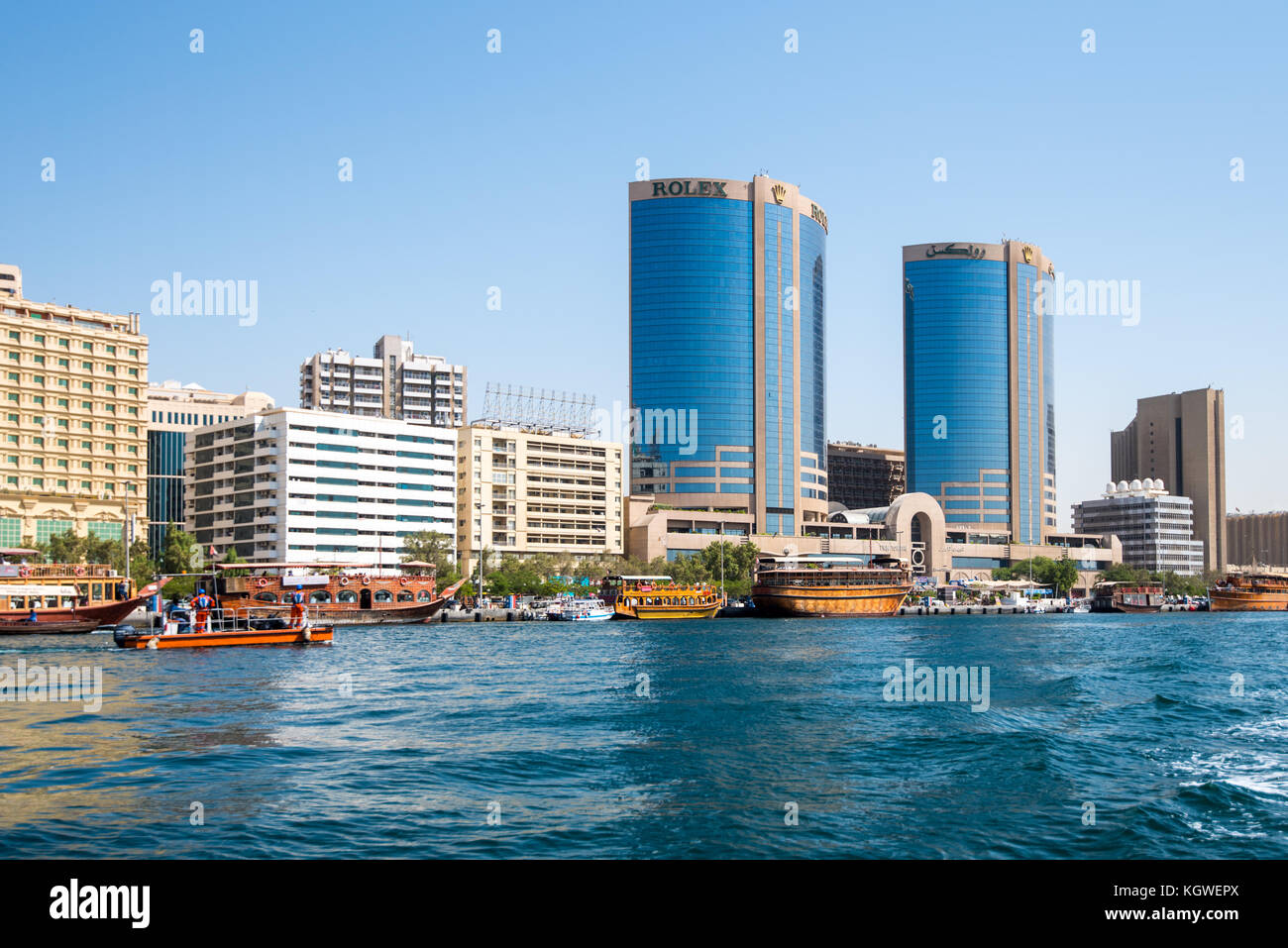 DUBAI, UAE - 26OCT2017: The Deira Twin Towers in Baniyas Road as seen ...