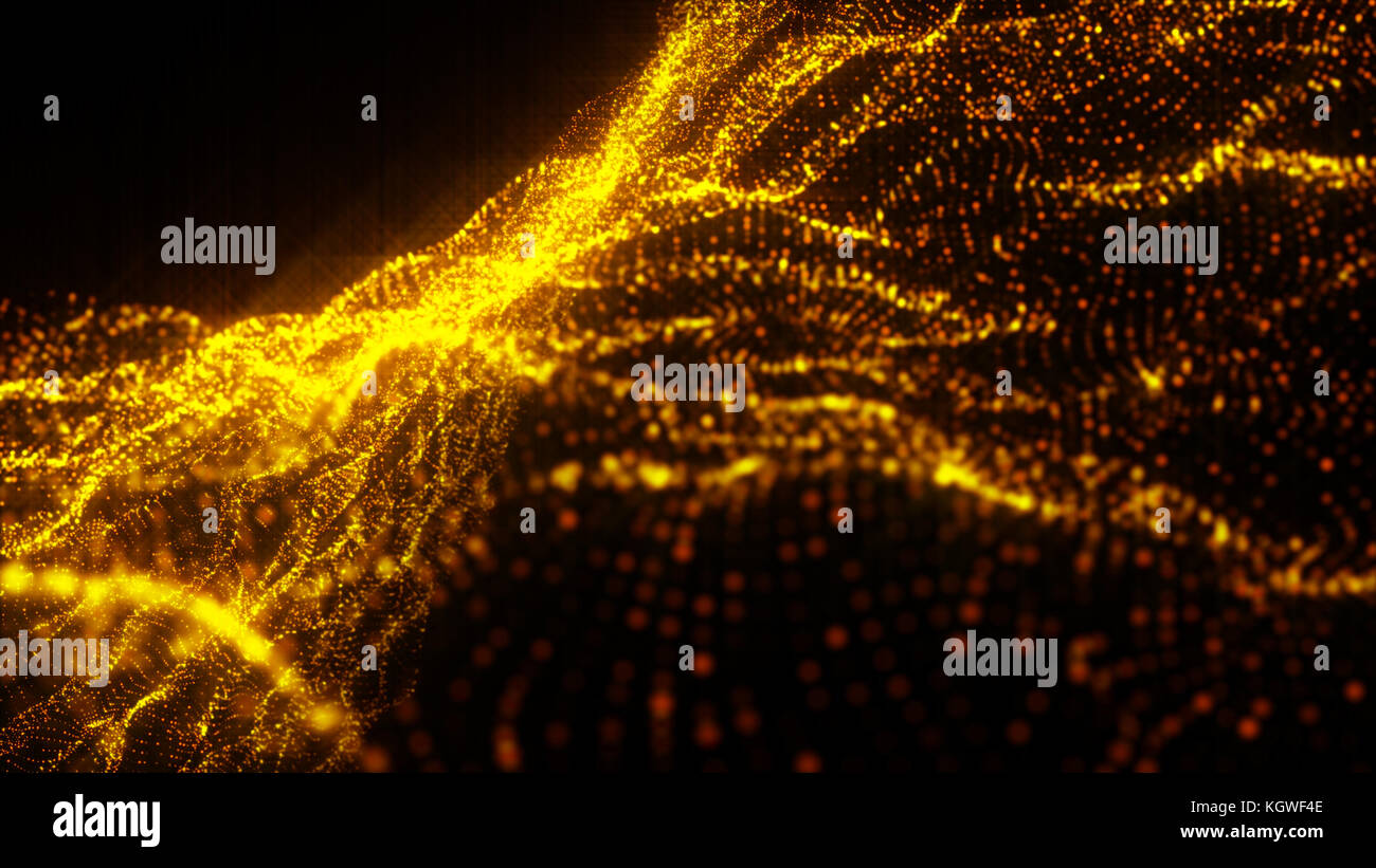 Luxurious gold sparkling particles wave background. 3d rendering Stock ...
