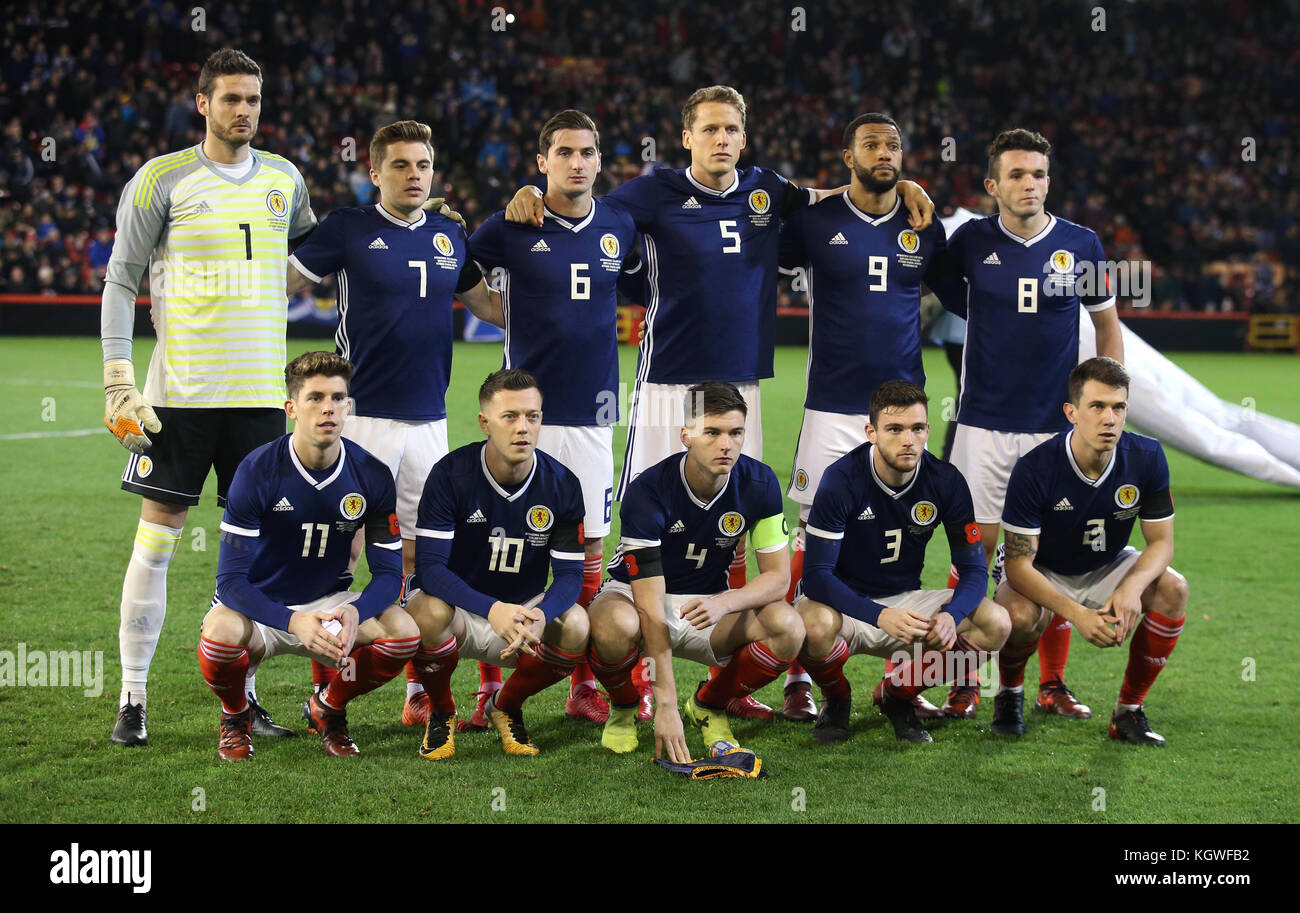 Scotland team group (top row, from left to right) goalkeeper Craig ...
