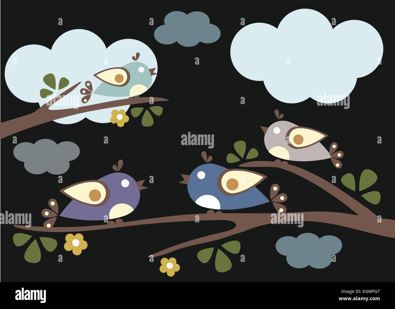 Birds singing group Stock Vector Images - Alamy