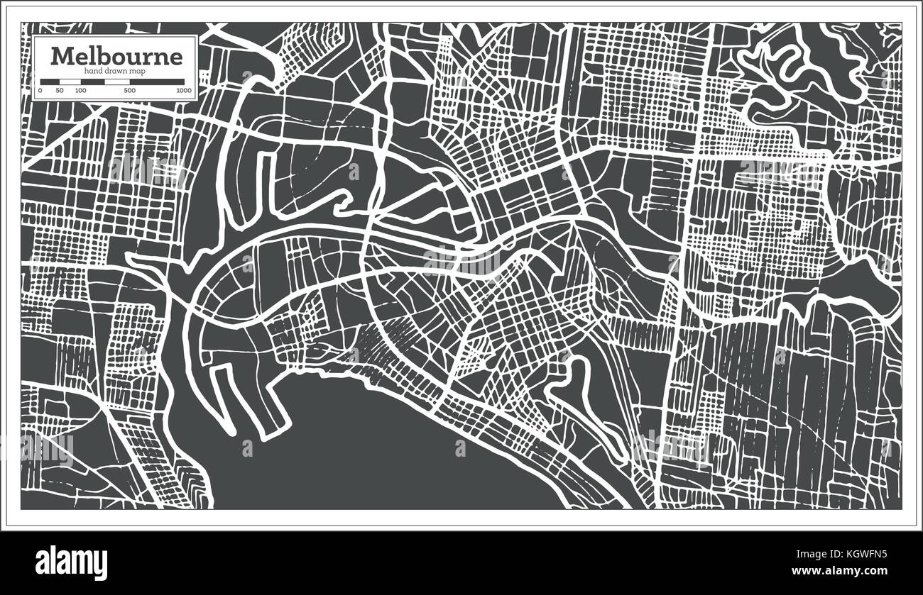 Melbourne Australia Map in Retro Style. Vector Illustration Stock ...