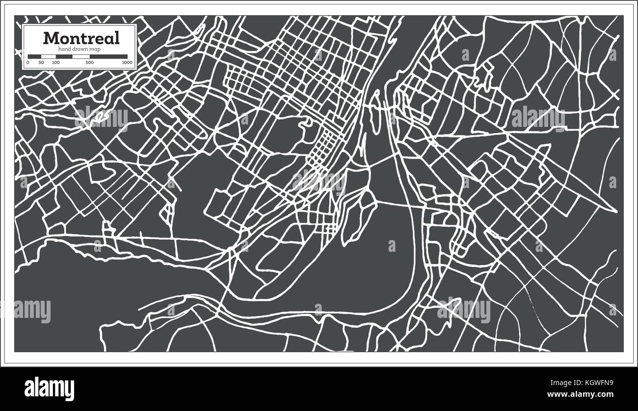 Montreal Canada Map in Retro Style. Vector Illustration Stock Vector ...