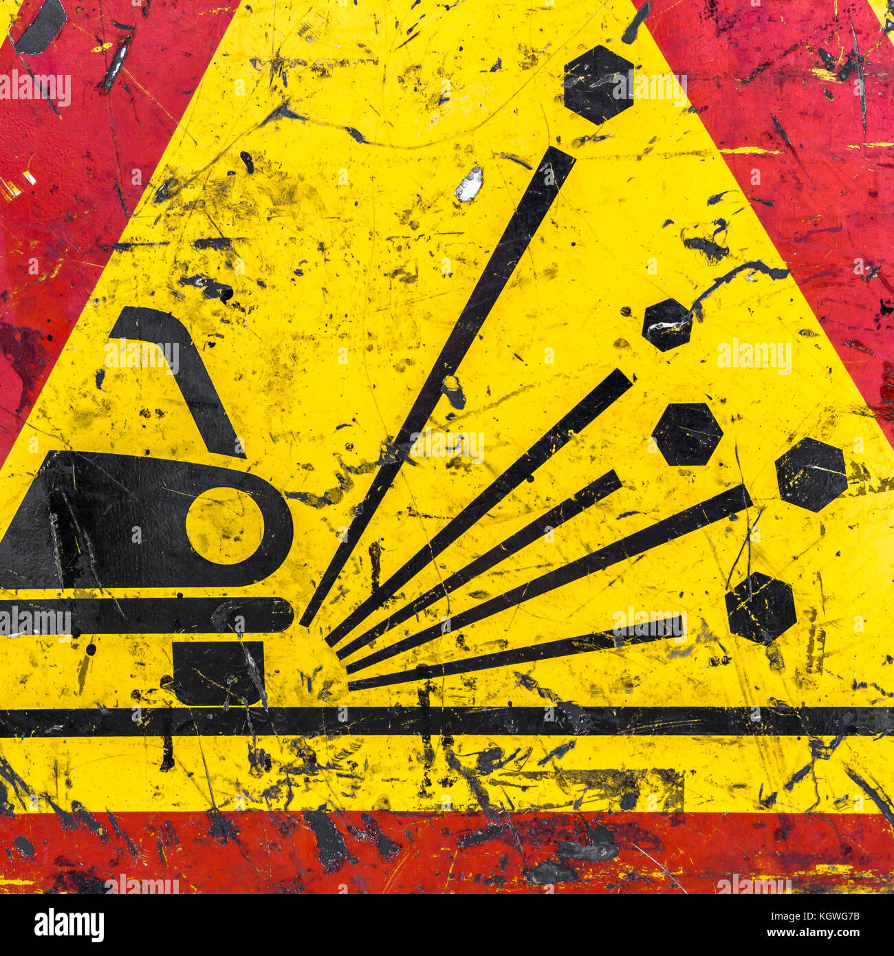Signage - unstable material on the road Stock Photo - Alamy