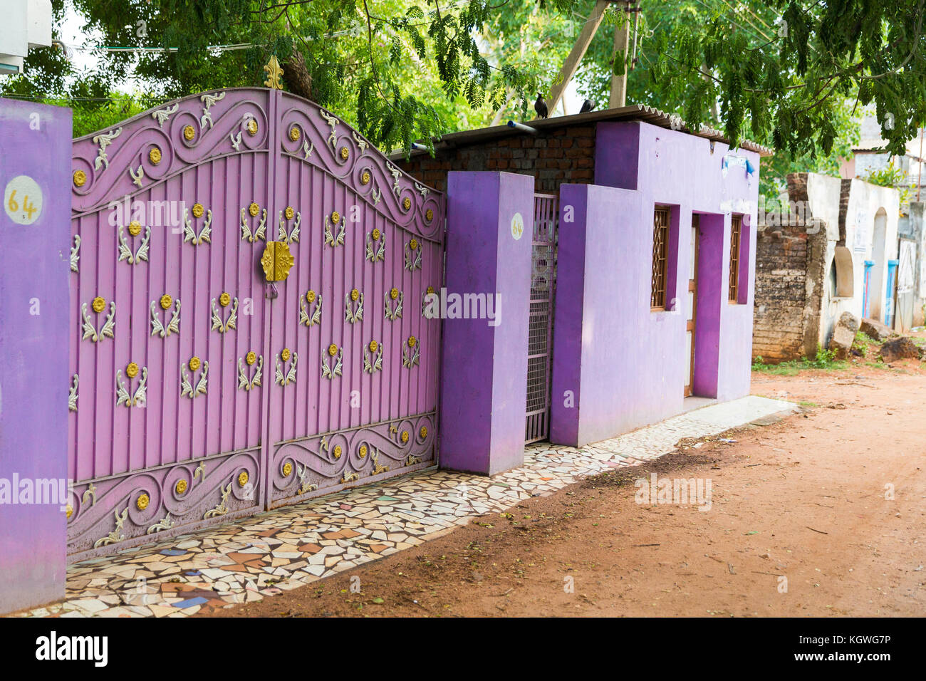 Traditional house colorful colored in samll village in India Stock ...