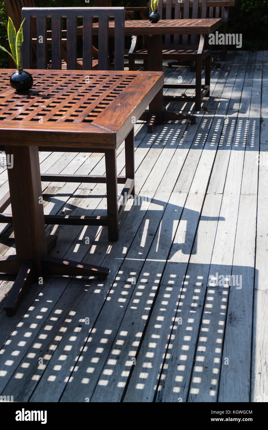 Nature view of outdoors restaurant table, stock photo Stock Photo - Alamy