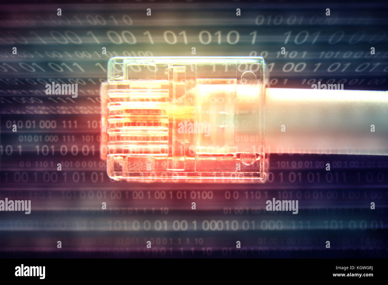 connect to internet, computer cable on binary numbers background Stock ...