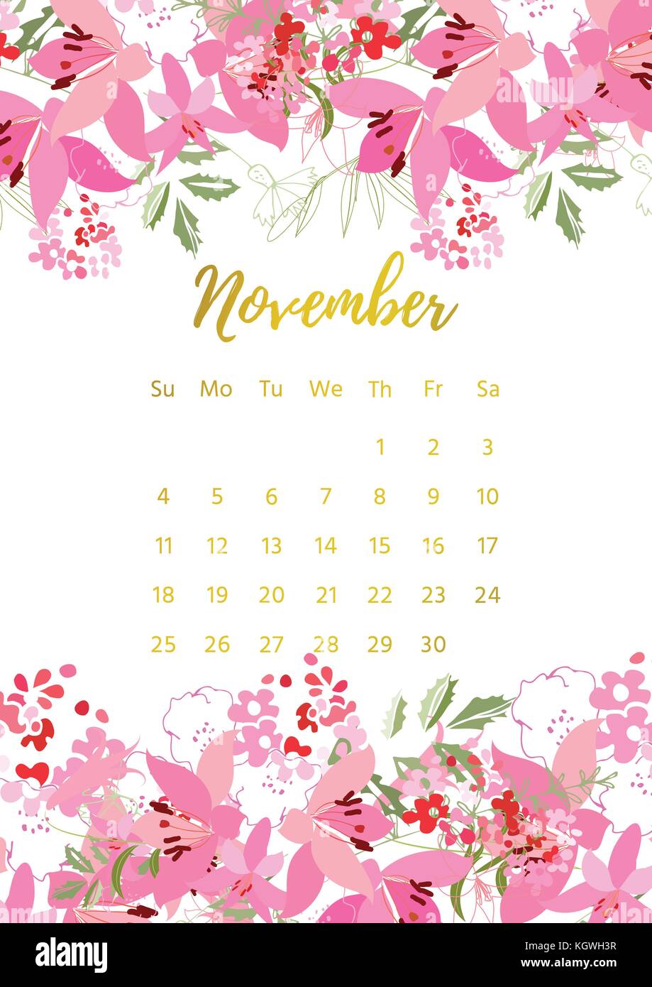 Vintage floral calendar 2018 Stock Vector Image & Art - Alamy