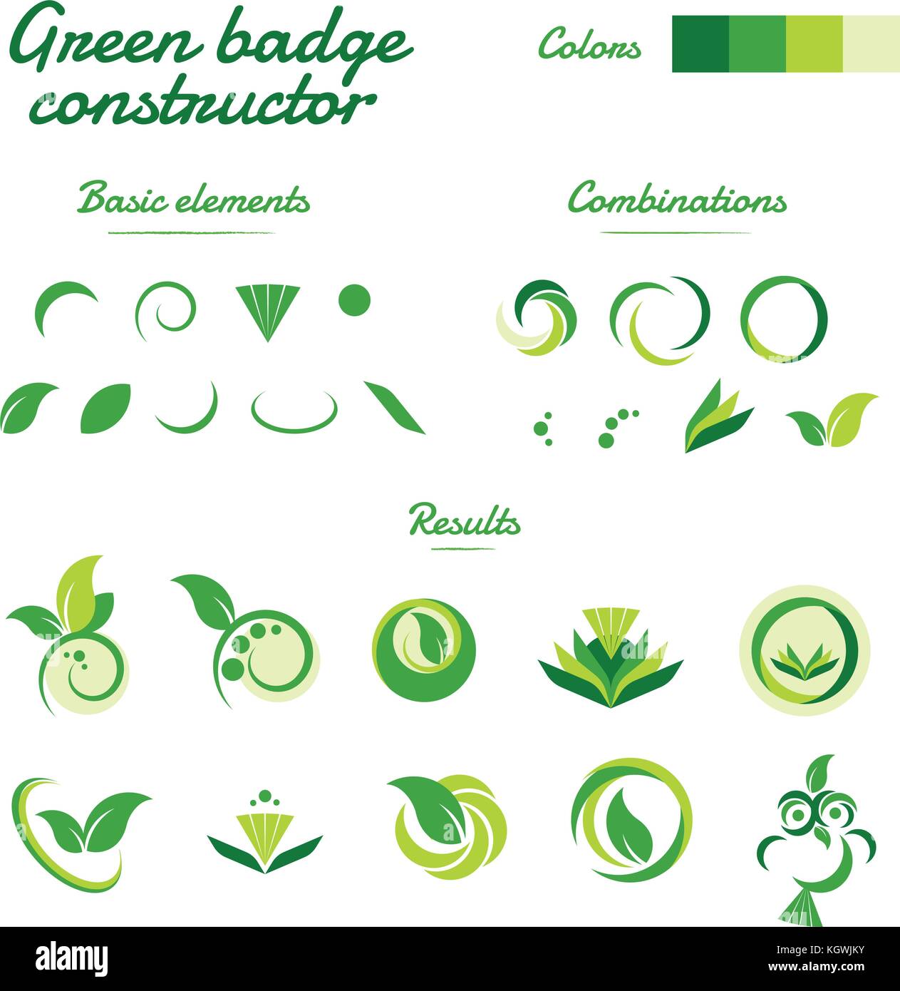 Green concept vector badge, logo and icon constructor set with nature ...