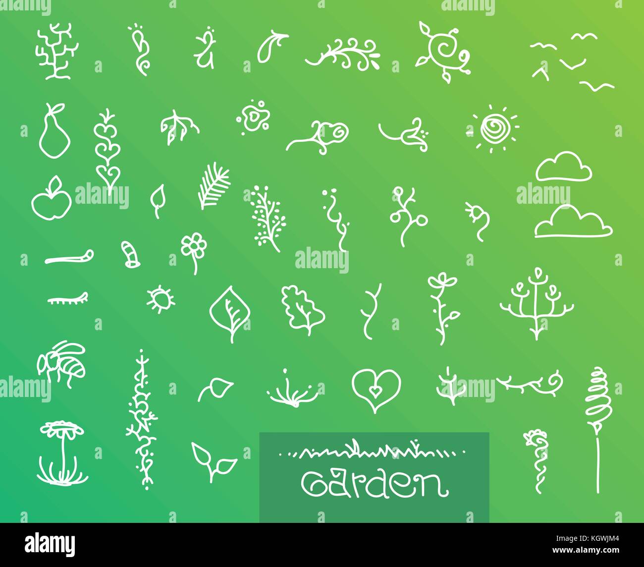 Abstract garden theme line drawing shape set Stock Vector Image & Art ...