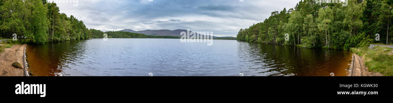 High resolution 180 degree panorama of Loch Garten in the Cairngorms ...