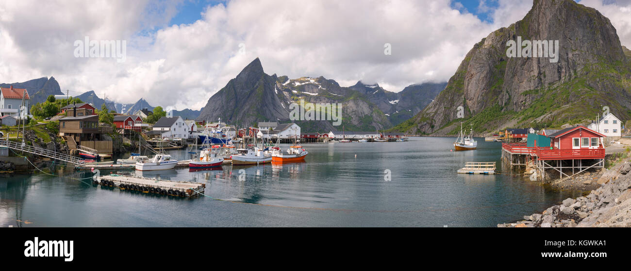 panoramic view of the coast and the islands at Svolvaer in the Lofoten ...