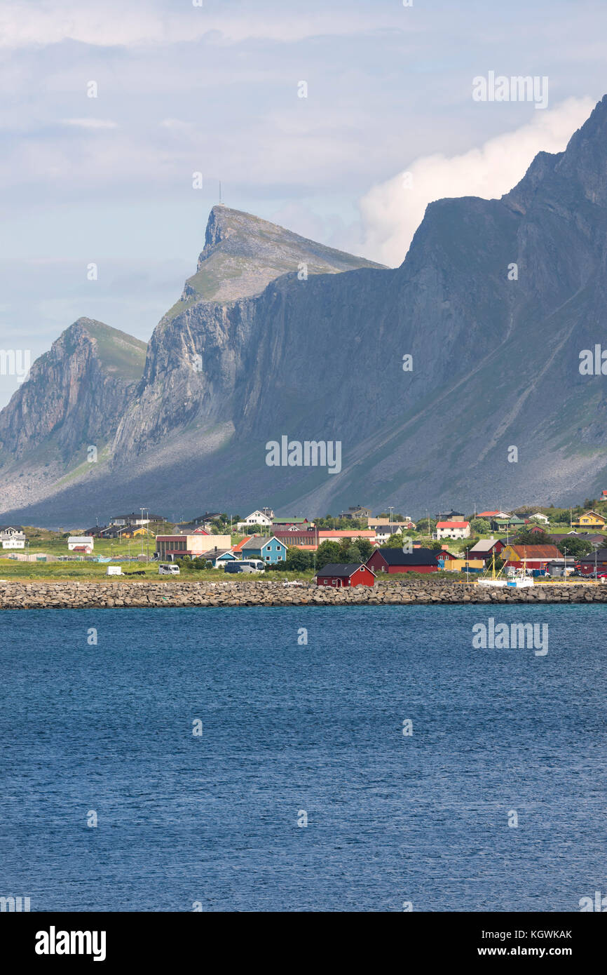 panoramic view of the coast and the islands at Svolvaer in the Lofoten ...