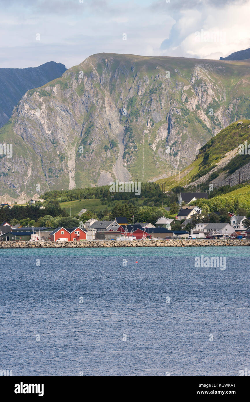 panoramic view of the coast and the islands at Svolvaer in the Lofoten ...