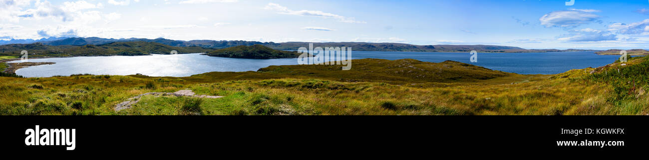 High resolution extra wide panorama of Loch Ewe and Isle of Ewe in ...