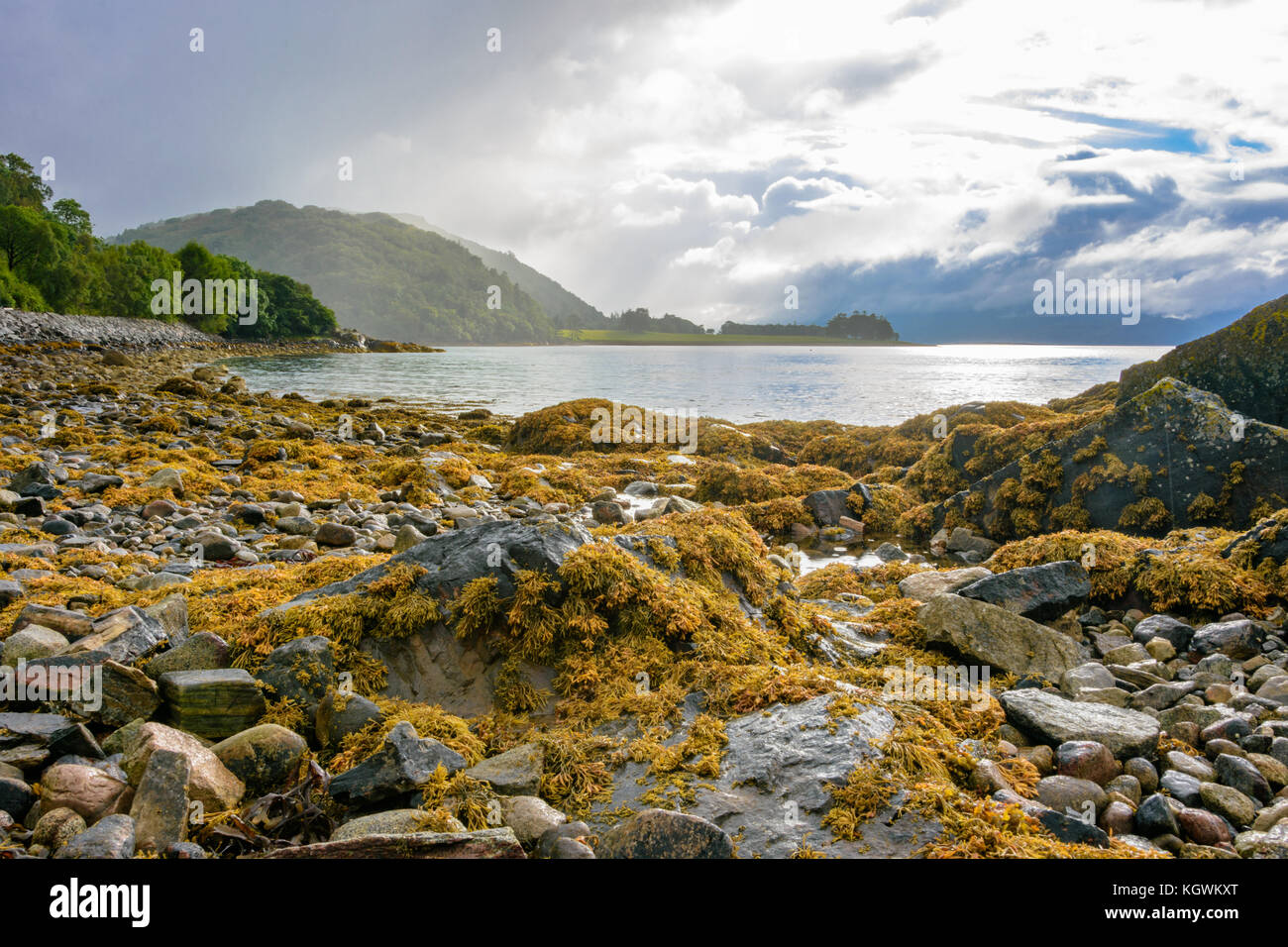 Dramatic cloudy sunset on Loch Linnhe, a salt water loch which is part ...