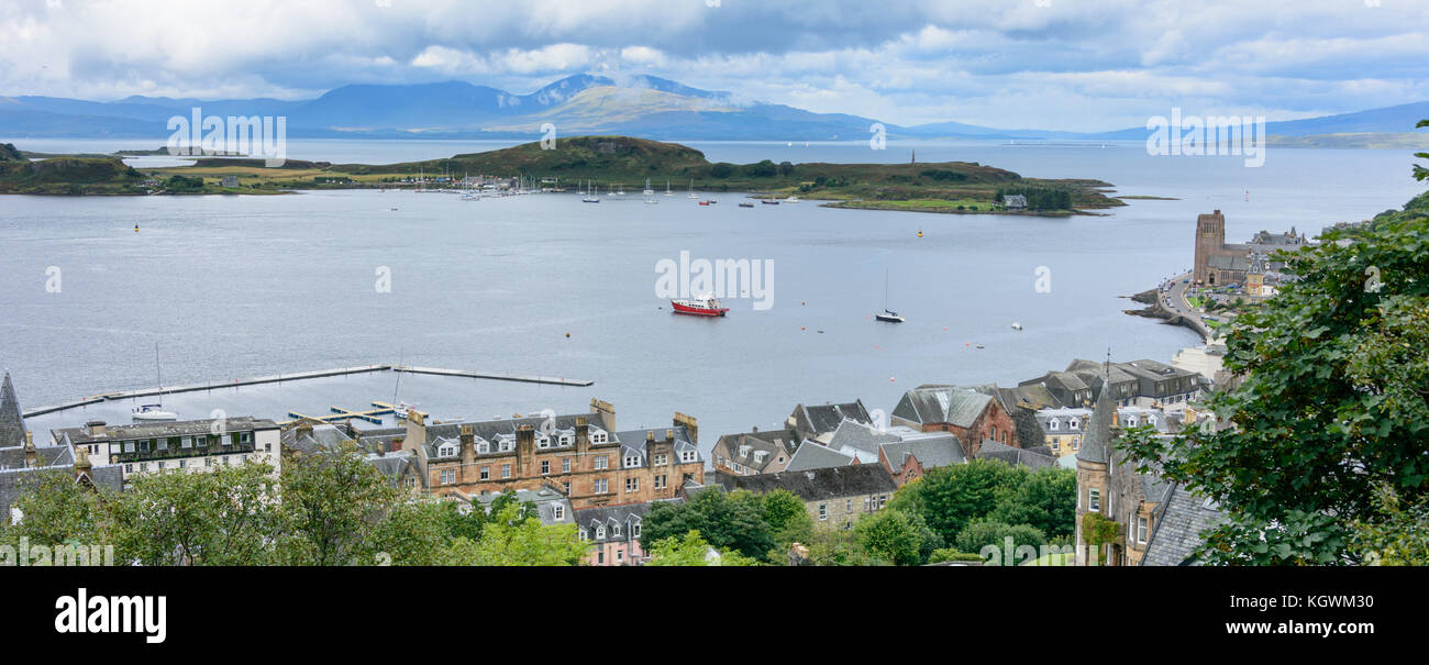 View of Oban and the Oban Bay from McCaig's Tower in Oban, Scotland ...