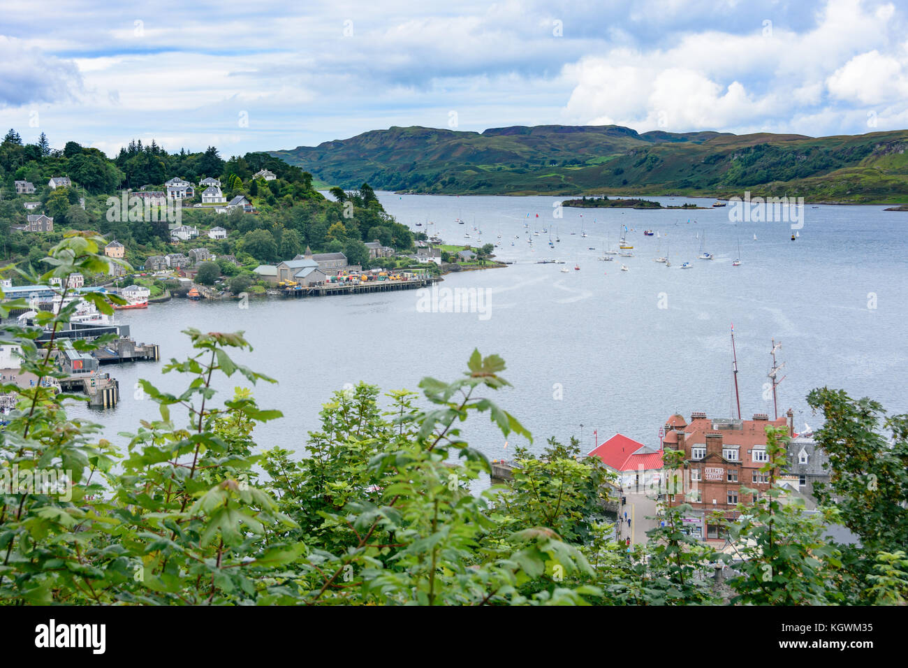View of Oban and the Oban Bay from McCaig's Tower in Oban, Scotland ...