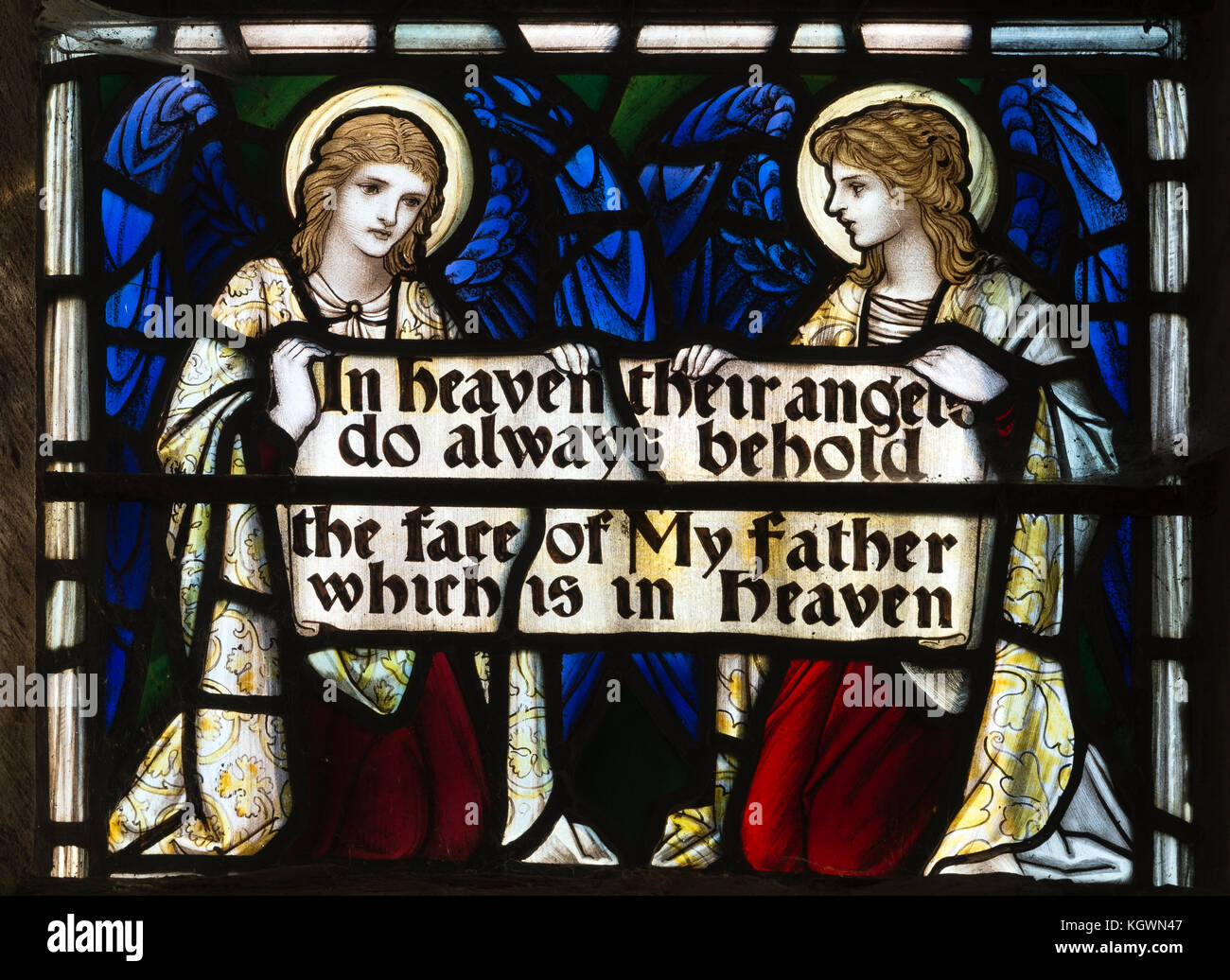 Angels stained glass, St. Michael and All Angels Church, Onibury ...