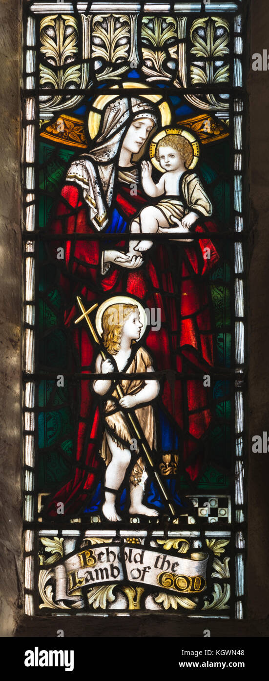 Stained glass in St. Michael and All Angels Church, Onibury, Shropshire ...