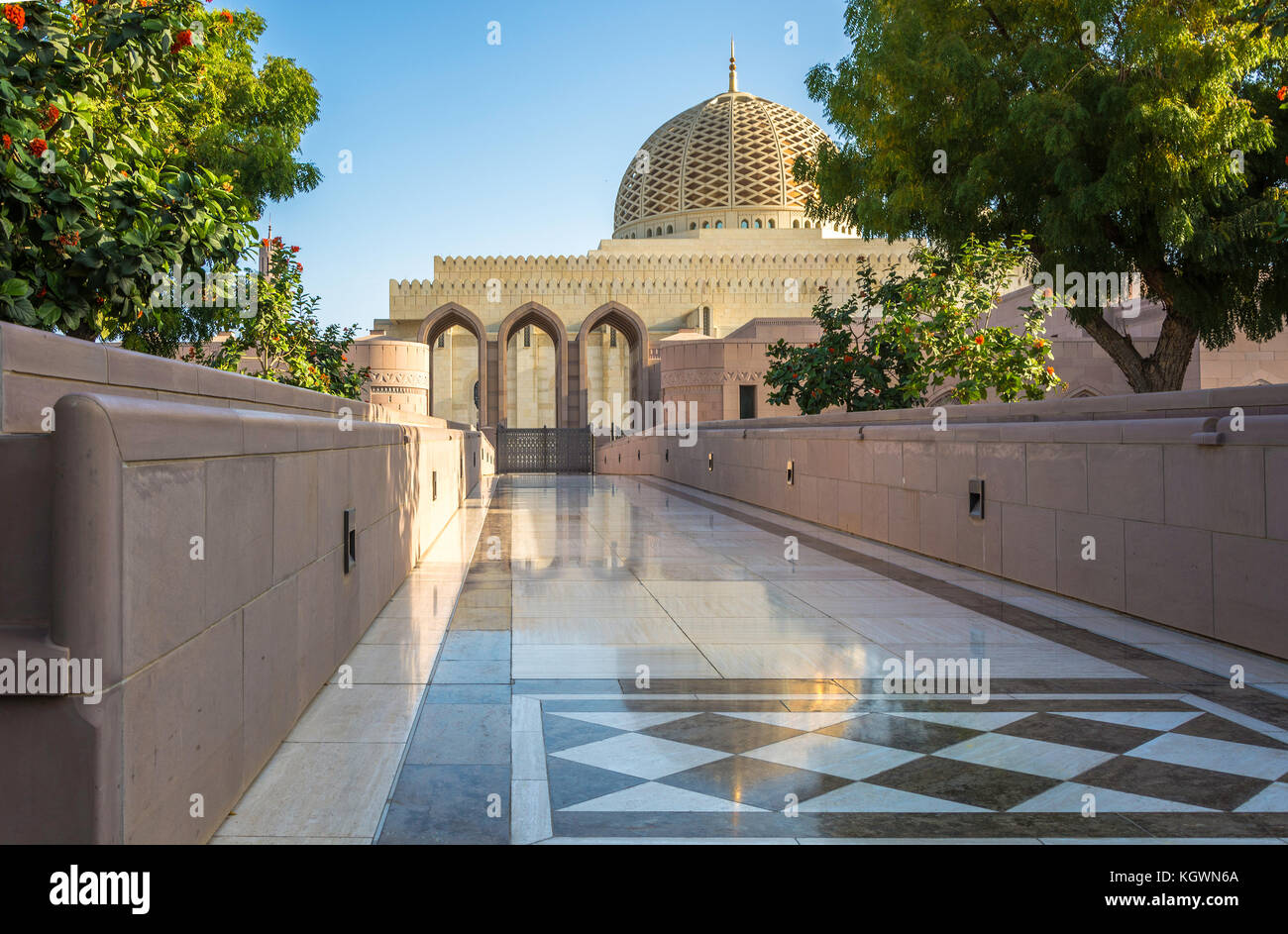 Sultan Qaboos Grand Mosque located in the Omani capital of Muscat is ...