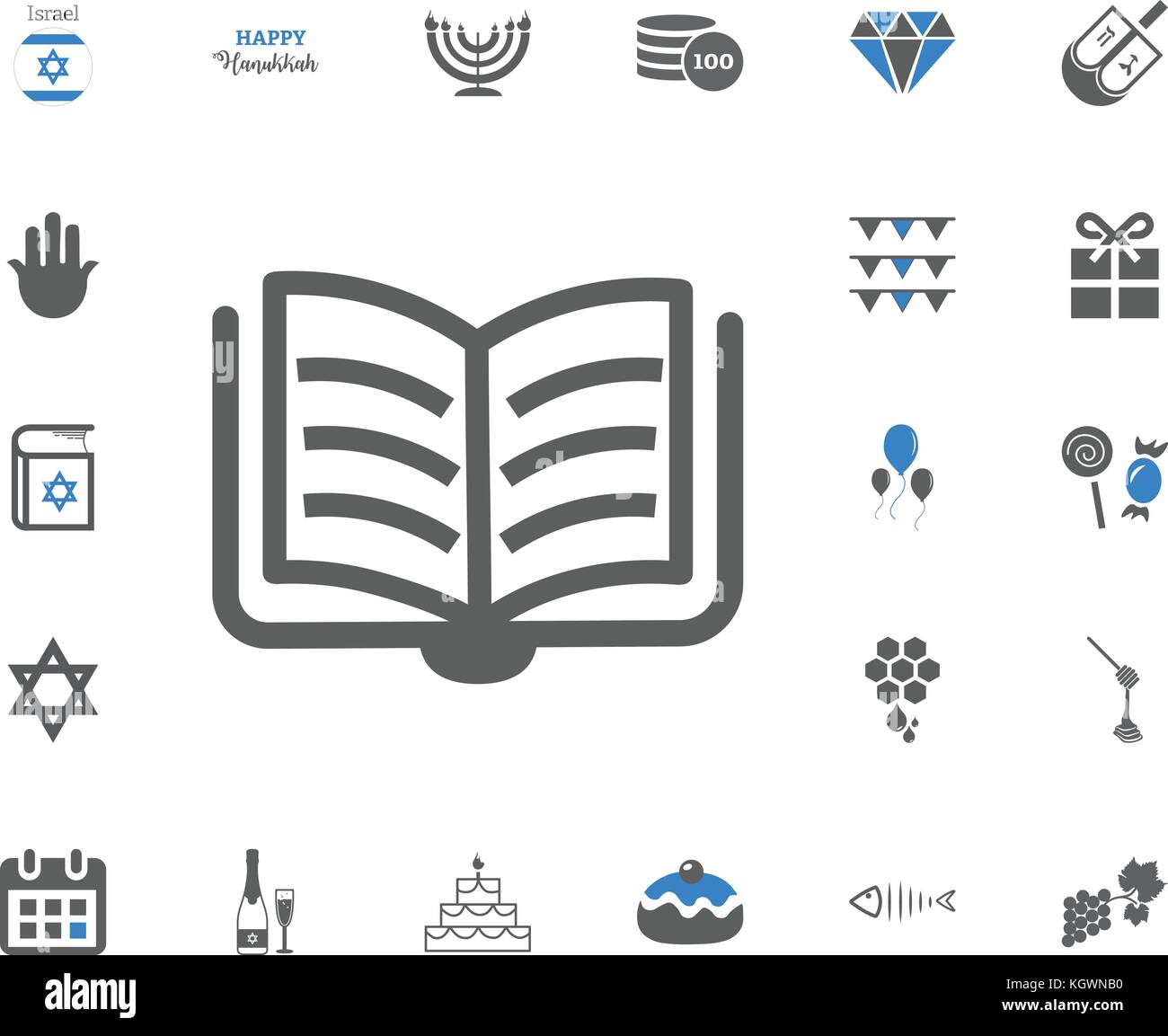 Jewish book icon. Jewish Holiday Hanukkah icons set. Vector ...