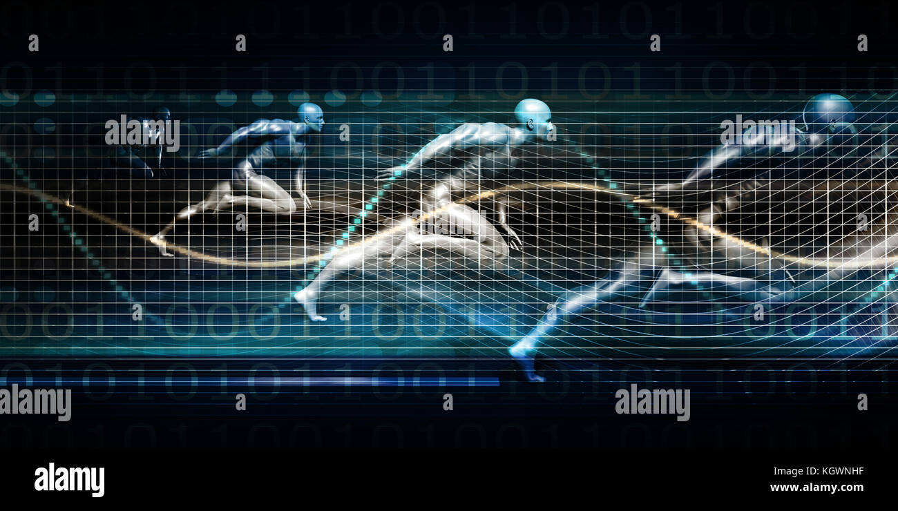 Men Running on Technology Background as a Science Concept Stock Photo ...