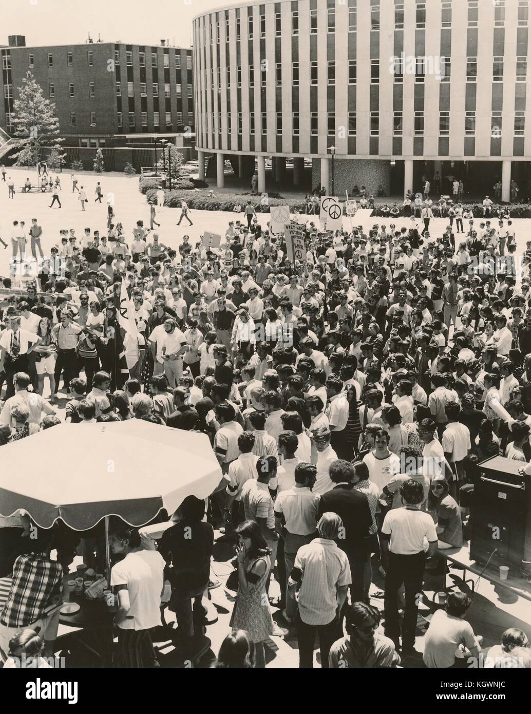 Students gather in a large group during a student strike to protest ...