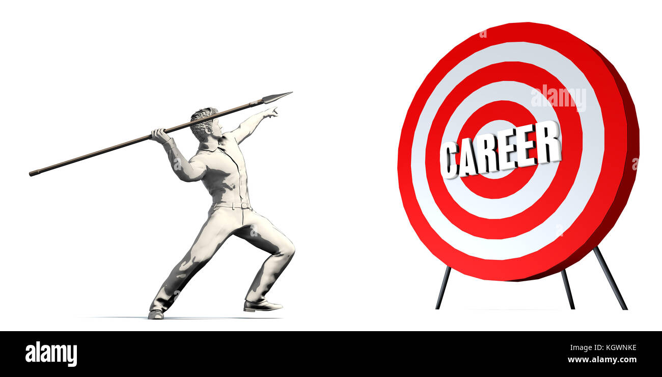 Aiming For Career with Bullseye Target on White Stock Photo - Alamy