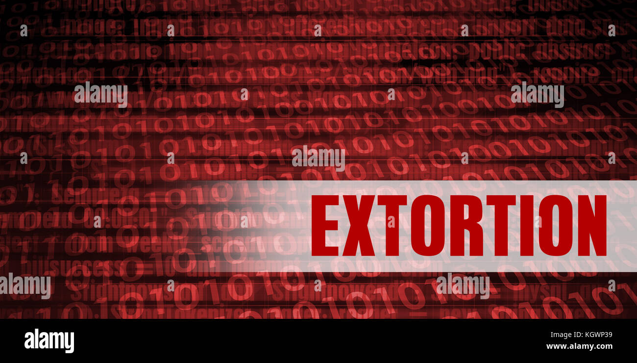 Extortion Security Warning on Red Binary Technology Background Stock ...