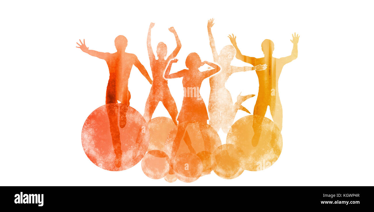 People Celebrating and Jumping in Celebration Stock Photo - Alamy