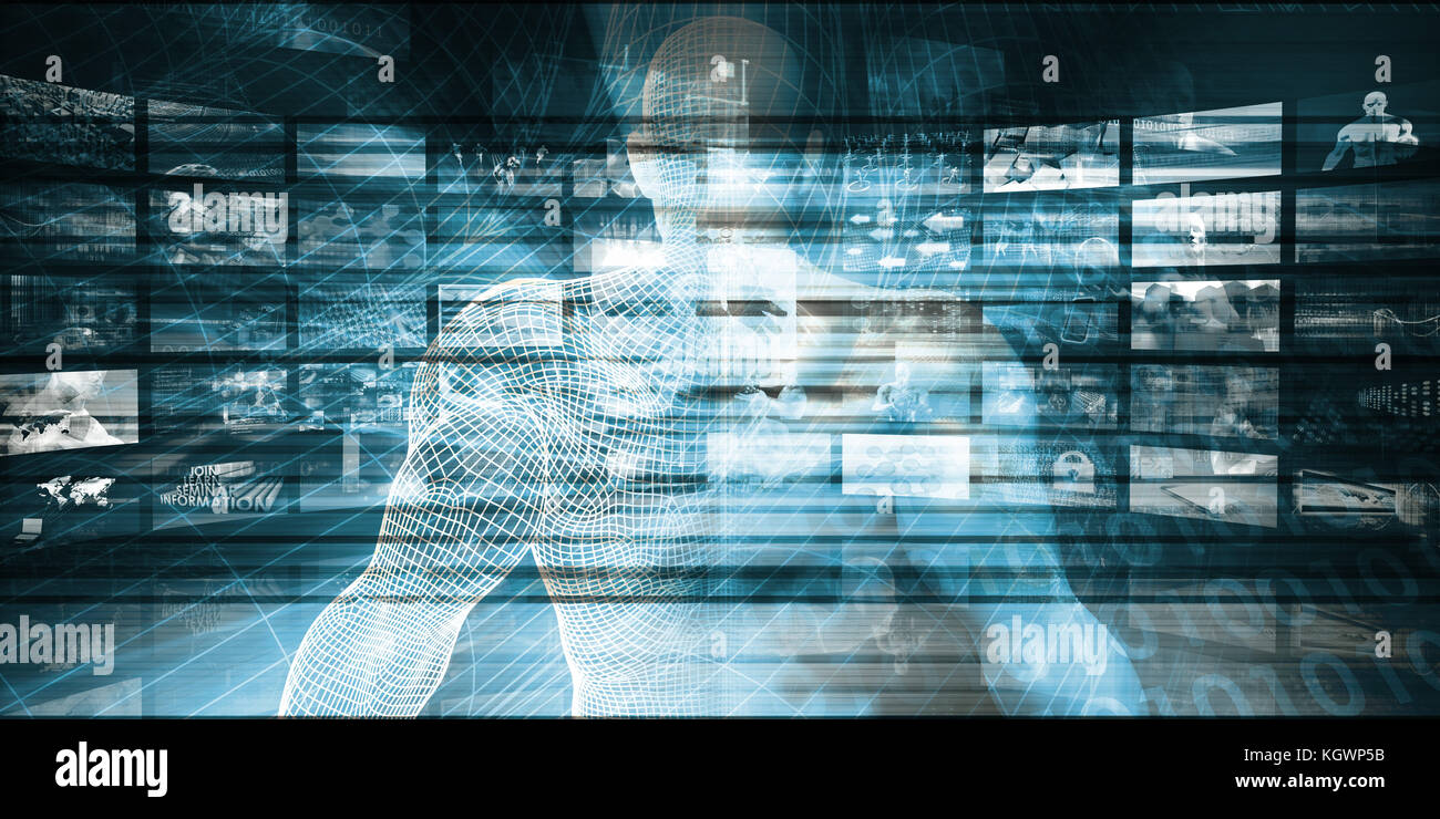 Futuristic Digital Network with Data Communication Art Stock Photo - Alamy