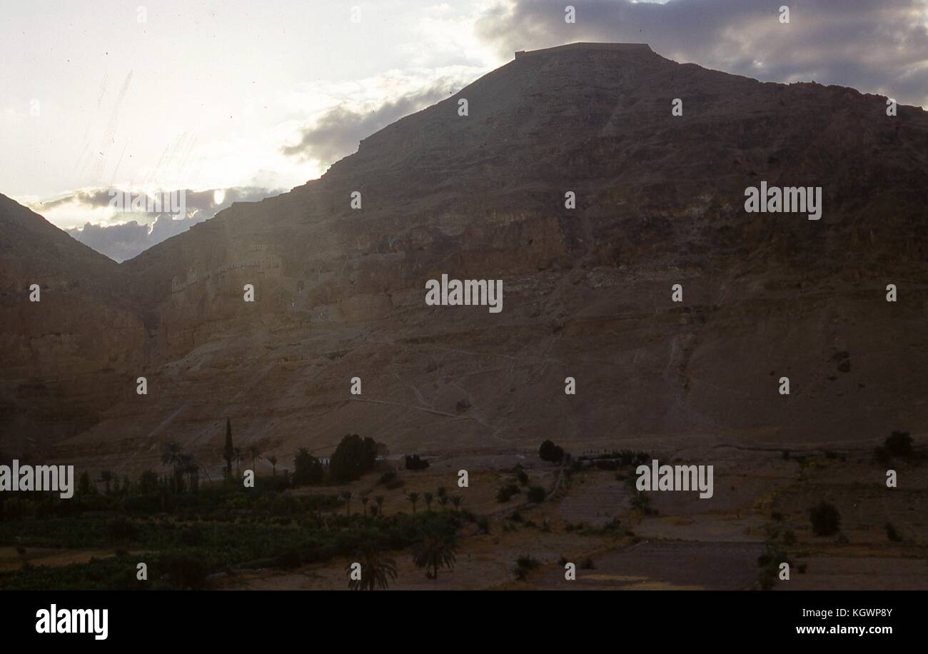 View of the peak of Mount Quarantania, known as the Mount of Temptation ...