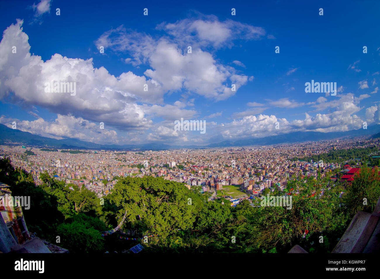 Beautiful landscape of Kathmandu city view from Swayambhunath, Nepal ...