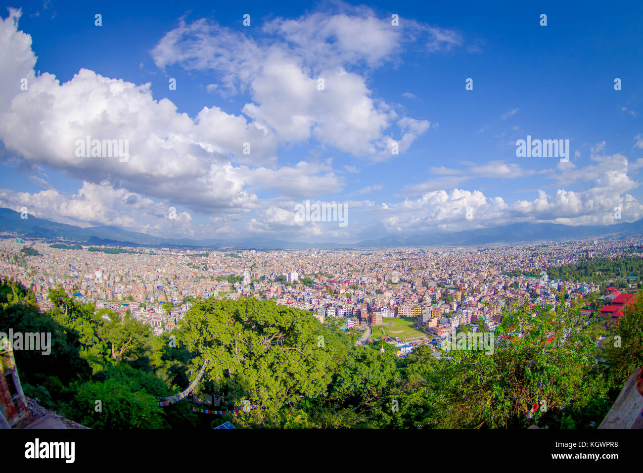 Beautiful landscape of Kathmandu city view from Swayambhunath, Nepal ...