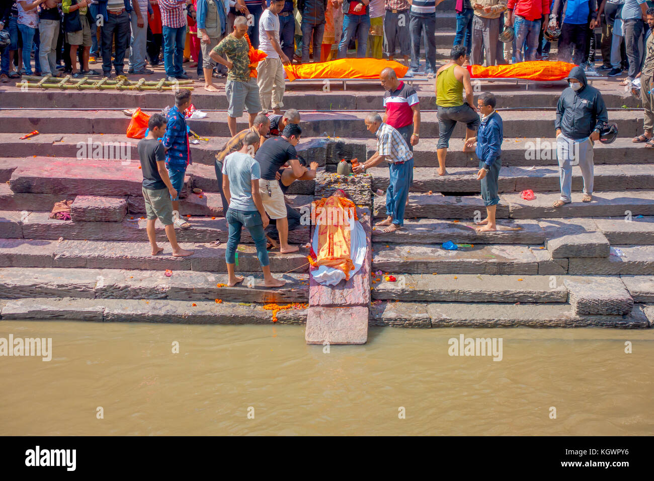 KATHMANDU, NEPAL OCTOBER 15, 2017: Religious burning ritual at ...